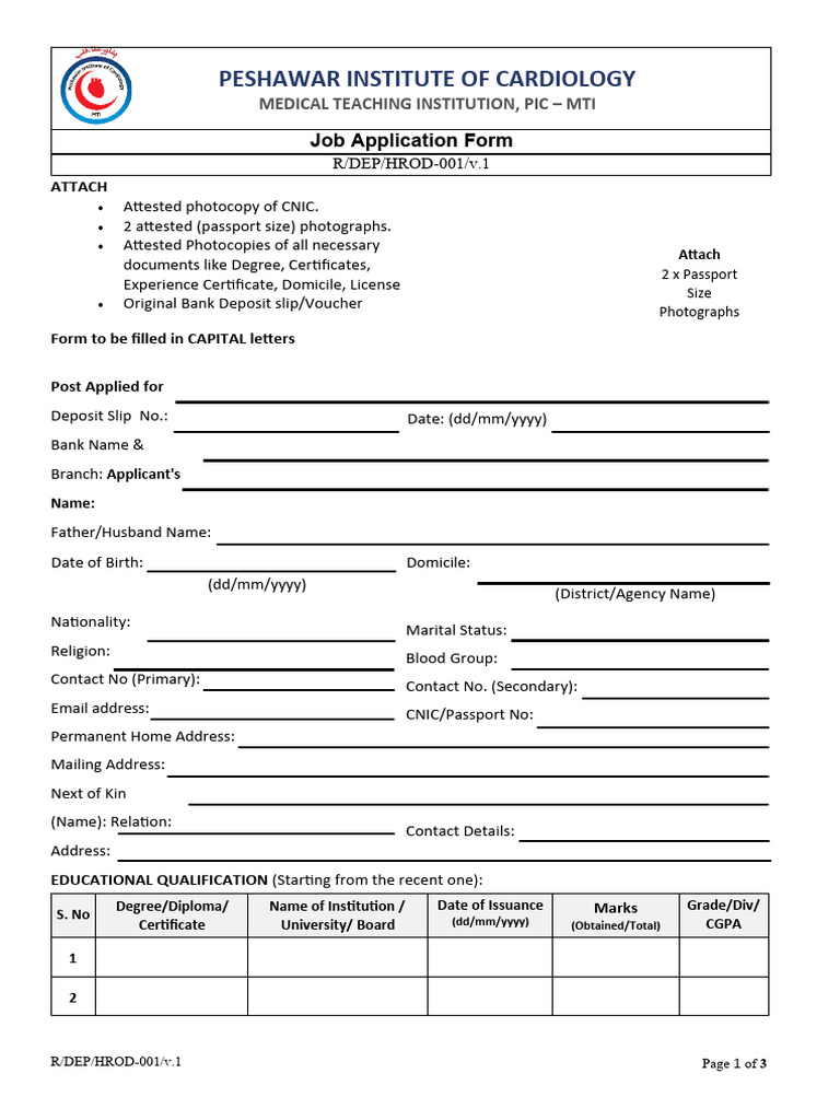 Job Application Form (1) | PDF