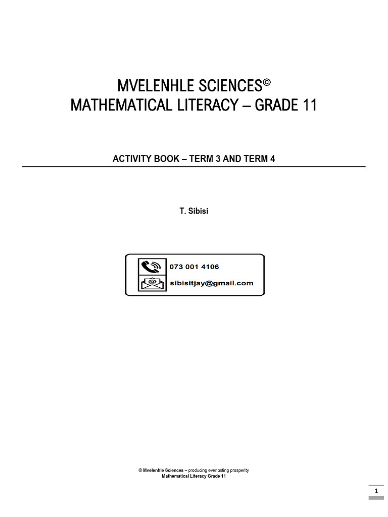 Maths Literacy Grade 11 Term 3 and 4 Activity Book | PDF | Interest ...