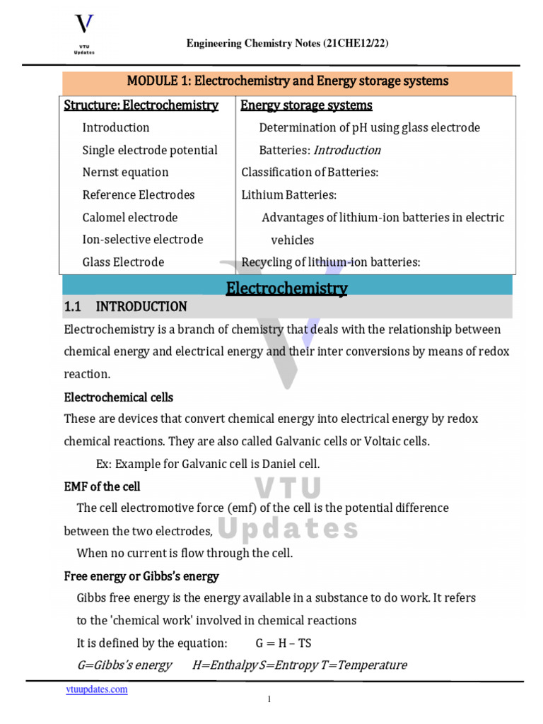 Che Module 1 | PDF | Electrochemistry | Lithium Ion Battery