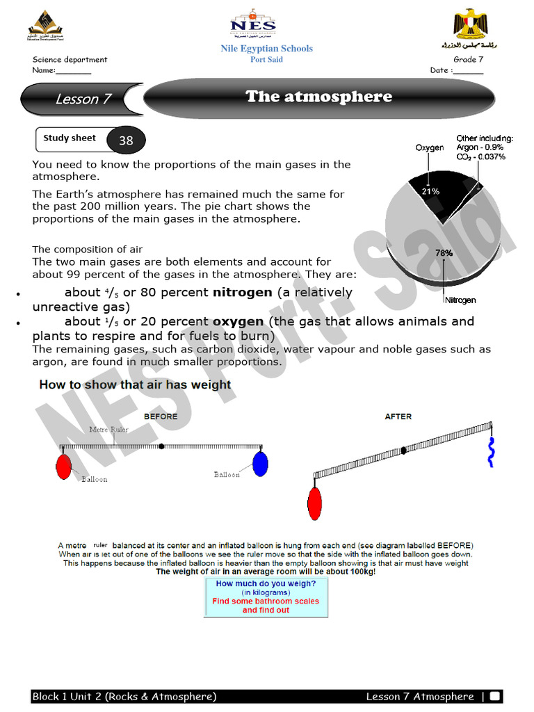 G7-Block1-Unit2- Lesson7 | PDF | Atmosphere | Atmosphere Of Earth