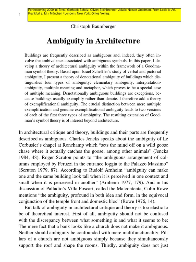 Ambiguity in Architecture | PDF | Ambiguity | Semantics