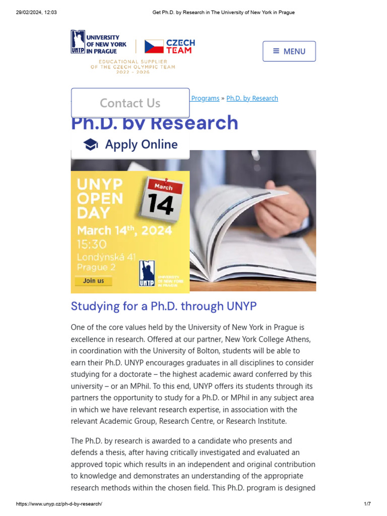 Ph.D. by Research: Contact Us | PDF | Doctor Of Philosophy | Doctorate