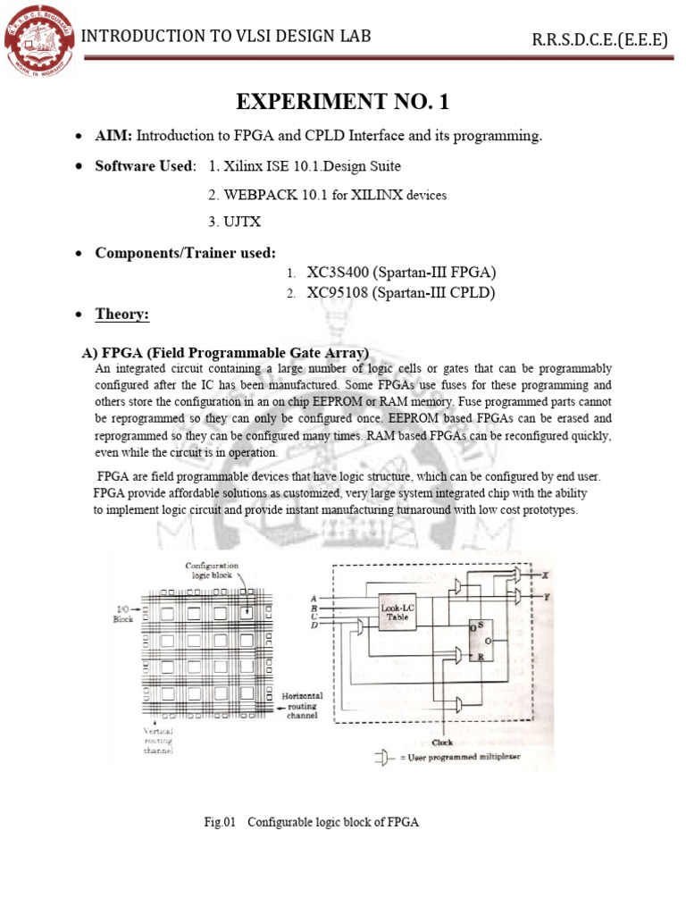 Exp 1 Vlsi | PDF | Field Programmable Gate Array | Electronic Engineering