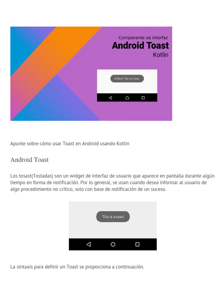 Toast en Android Usando Kotlin | PDF