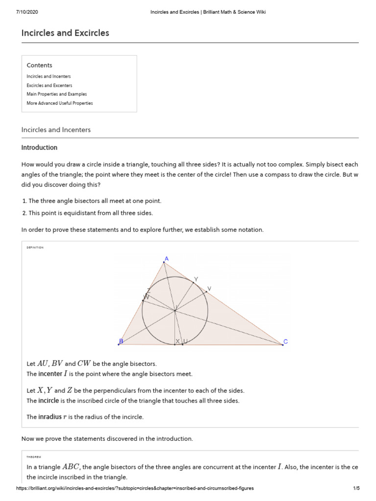 Incircles and Excircles _ Brilliant Math & Science Wiki | PDF ...