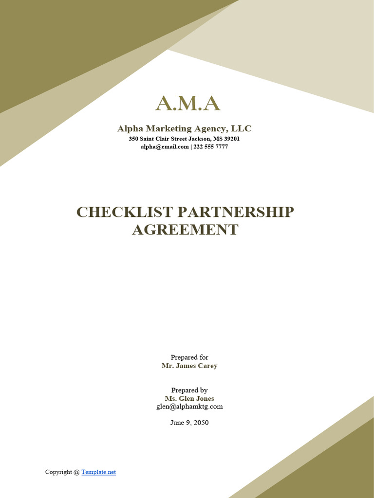 APPROVED Checklist Partnership Agreement Template | PDF | Partnership ...