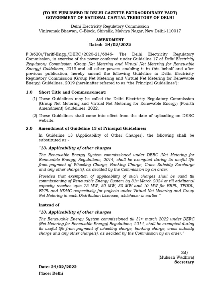 Delhi Electricity Regulatory Commission (Group Net Metering and Virtual ... Delhi Electricity Regulatory Commission (Group Net Metering and Virtual ...