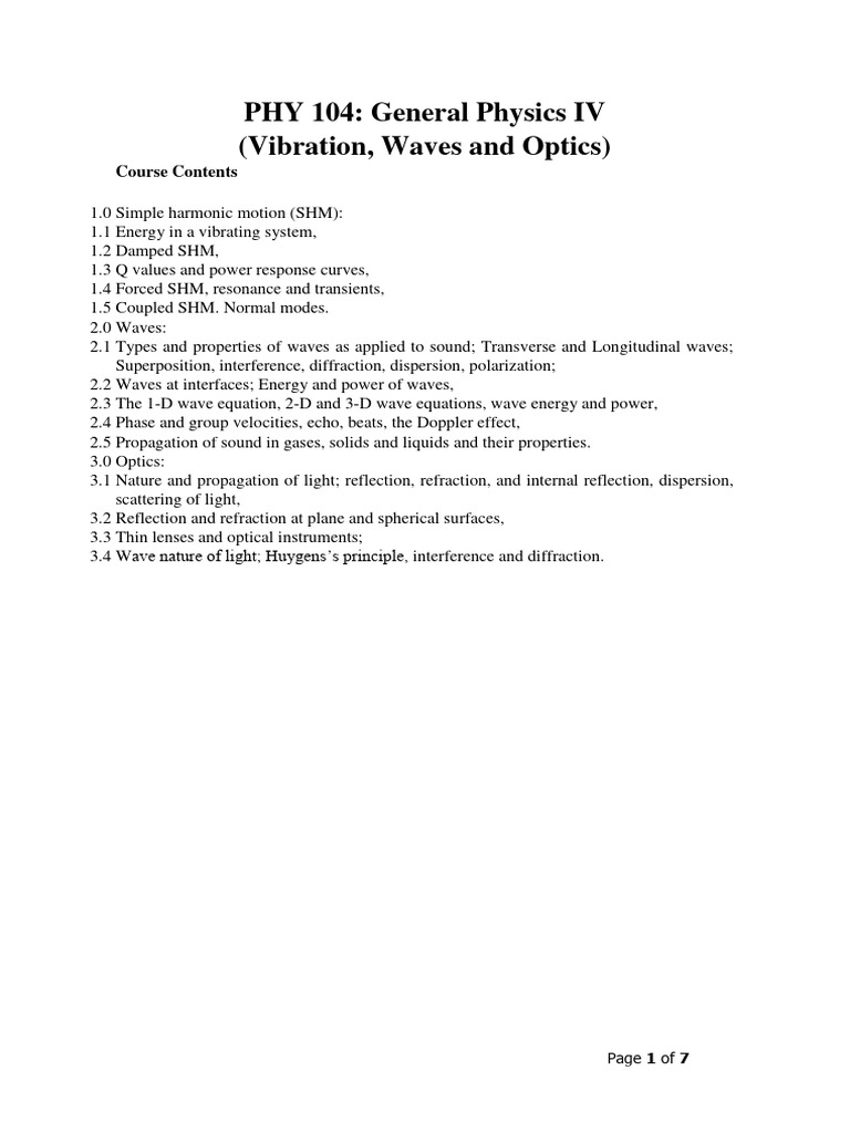 Phy 104 Unit 1 | PDF | Damping | Oscillation