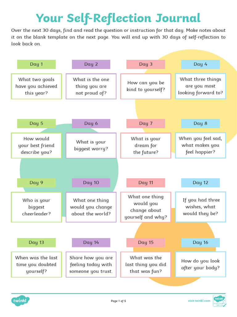 T P 464 Your Self Reflection Journal Worksheet - Ver - 7 | PDF ...