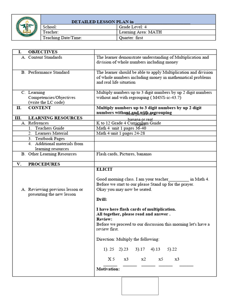 7E S DLP in Mathdocx | PDF | Learning | Mathematics