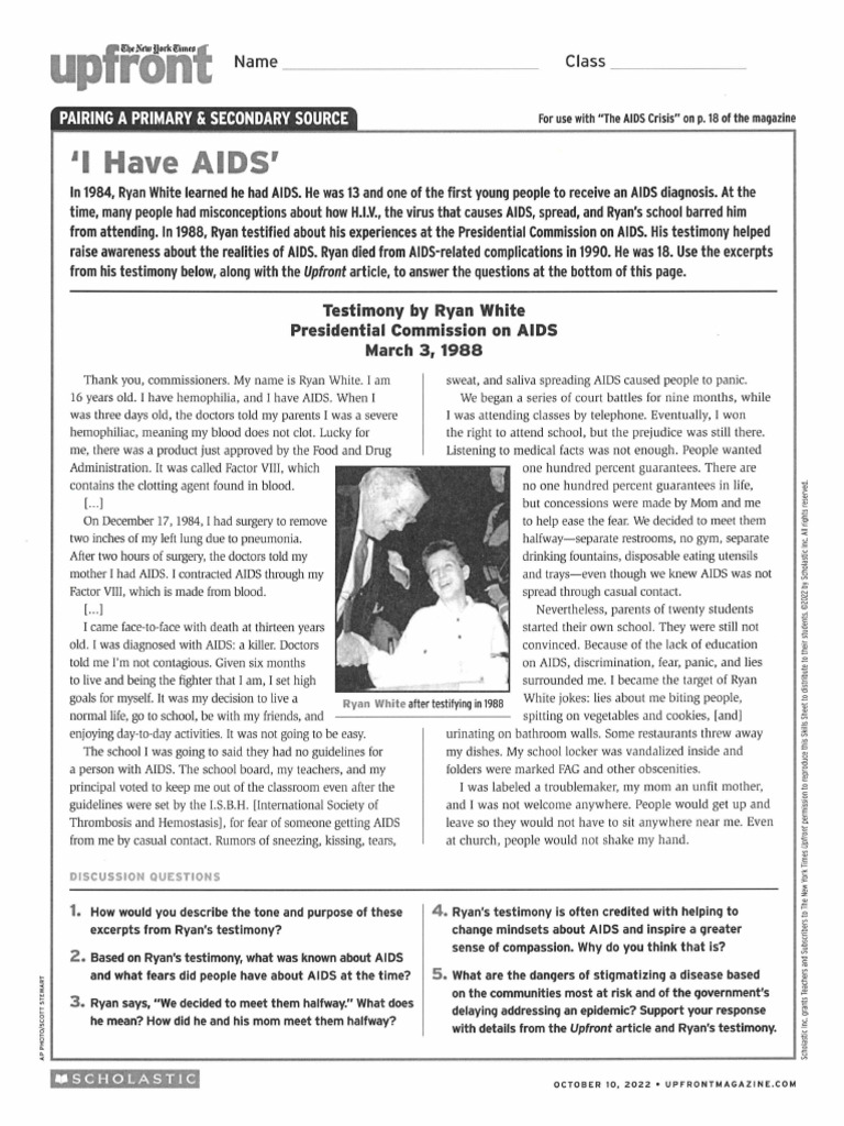 Ryan White's Impact on AIDS Awareness | PDF | Hiv/Aids | Haemophilia