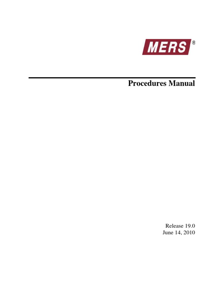 MERS Procedures Rel19 Final | PDF