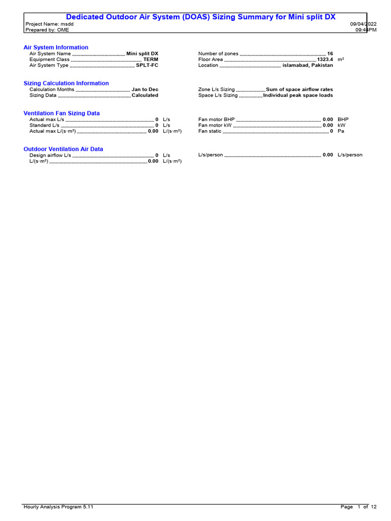 HAP Output - Orignal Construction | PDF | Ventilation (Architecture ...