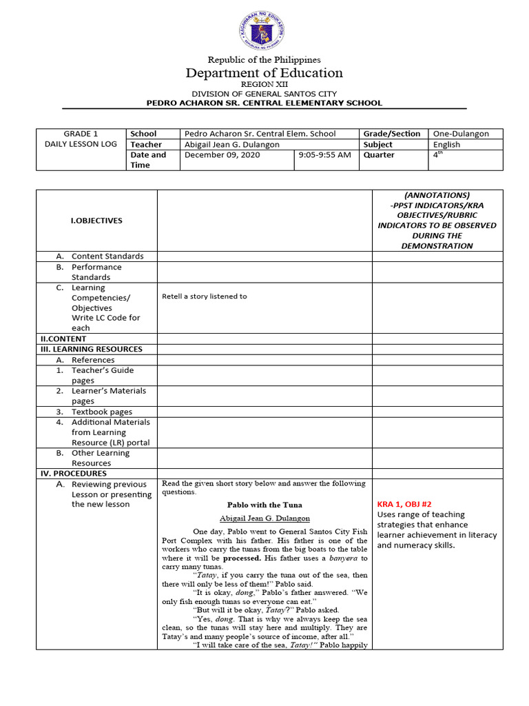 LESSON PLAN - ENGLISH | PDF | Learning | Thought