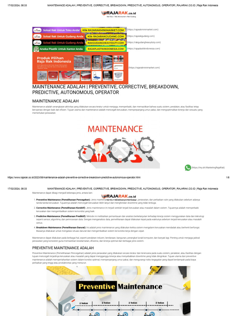 Jenis-Jenis Maintenance: Panduan Lengkap | PDF