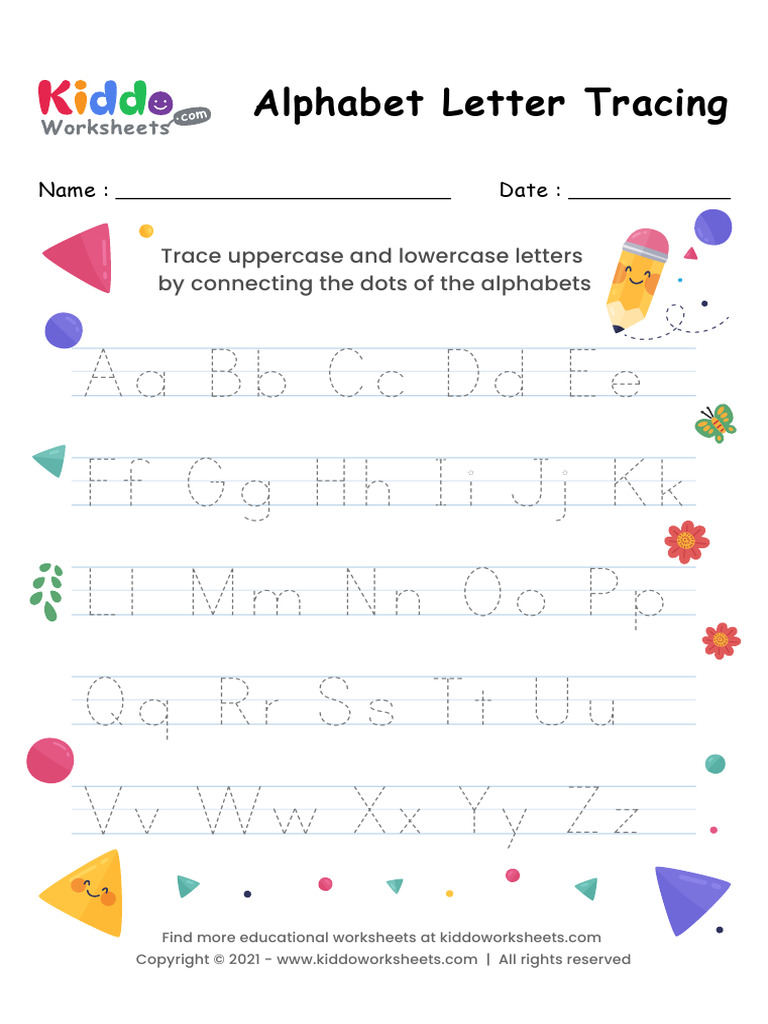 Alphabet Letter Tracing Worksheet - Whole | PDF | All Rights Reserved ...