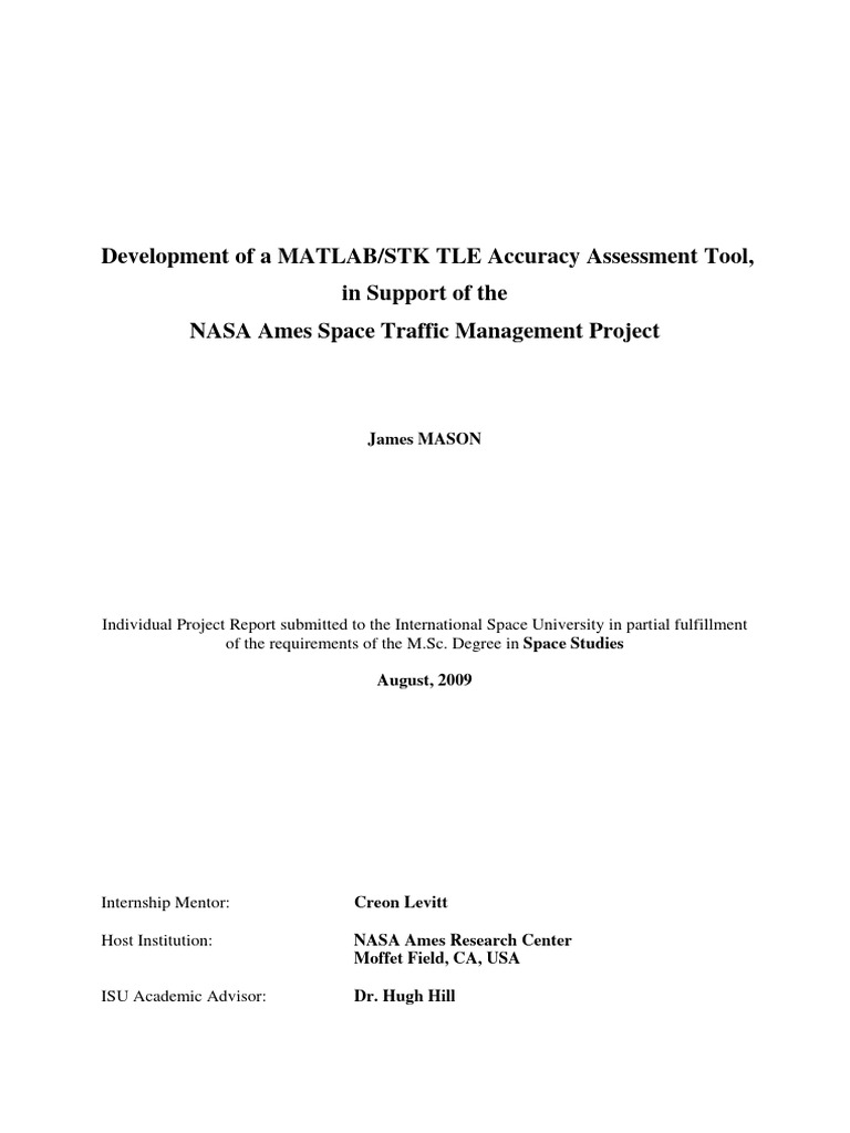 Development Of A Matlab And Stk Tle Accuracy Assessment Tool Pdf Space Debris Variance