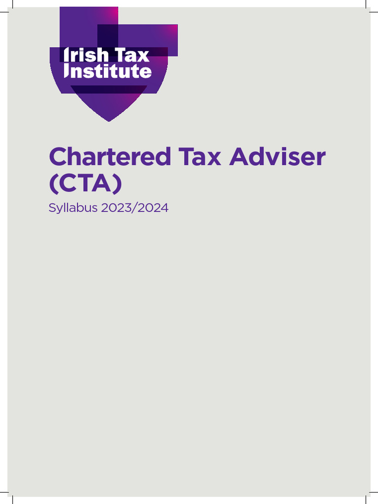 CTA Syllabus Handbook - 2023 Final For Website | PDF | Taxes | Income Tax