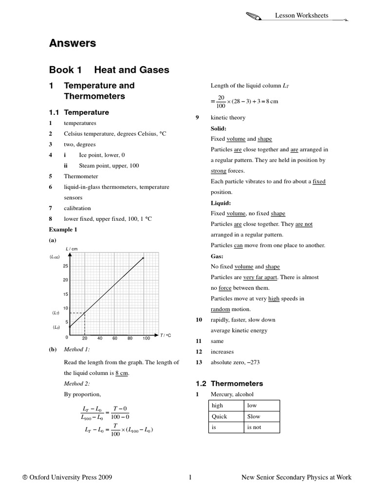 BK 1 Ans | PDF | Temperature | Heat