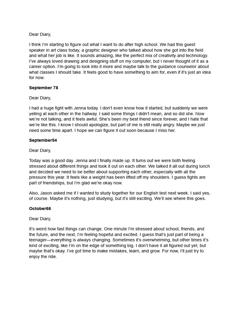 Teen Reflections on Friendship and Future | PDF | Language Arts ...