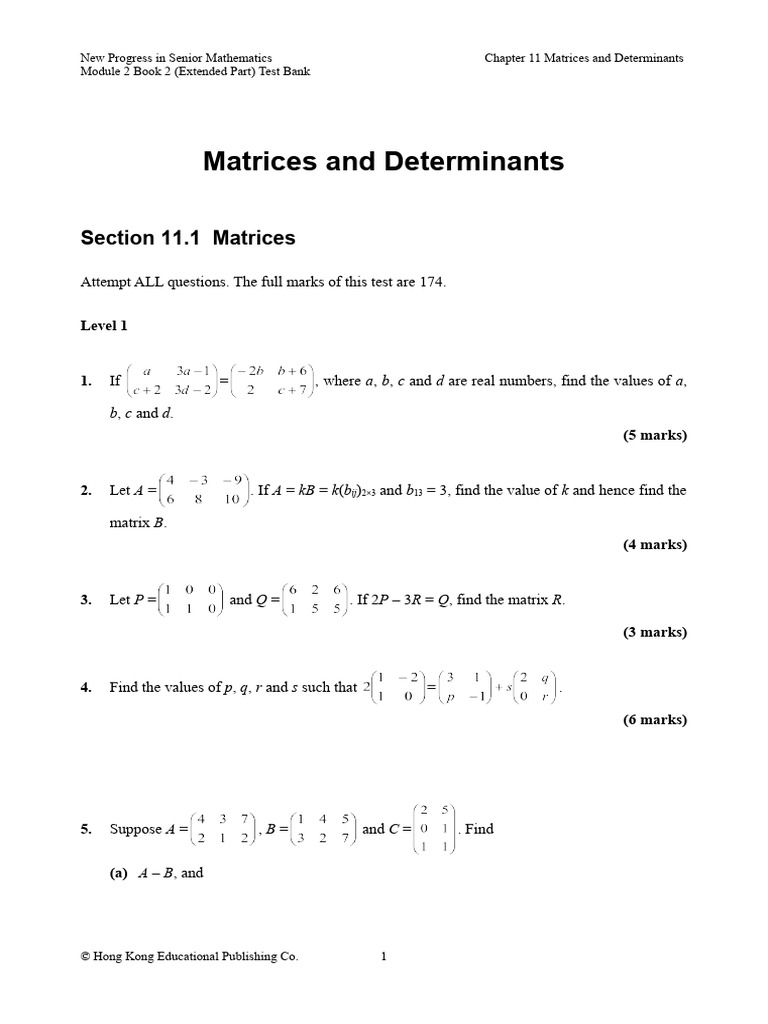 TB_M2_bk2_ch11_E | PDF | Determinant | Matrix (Mathematics)