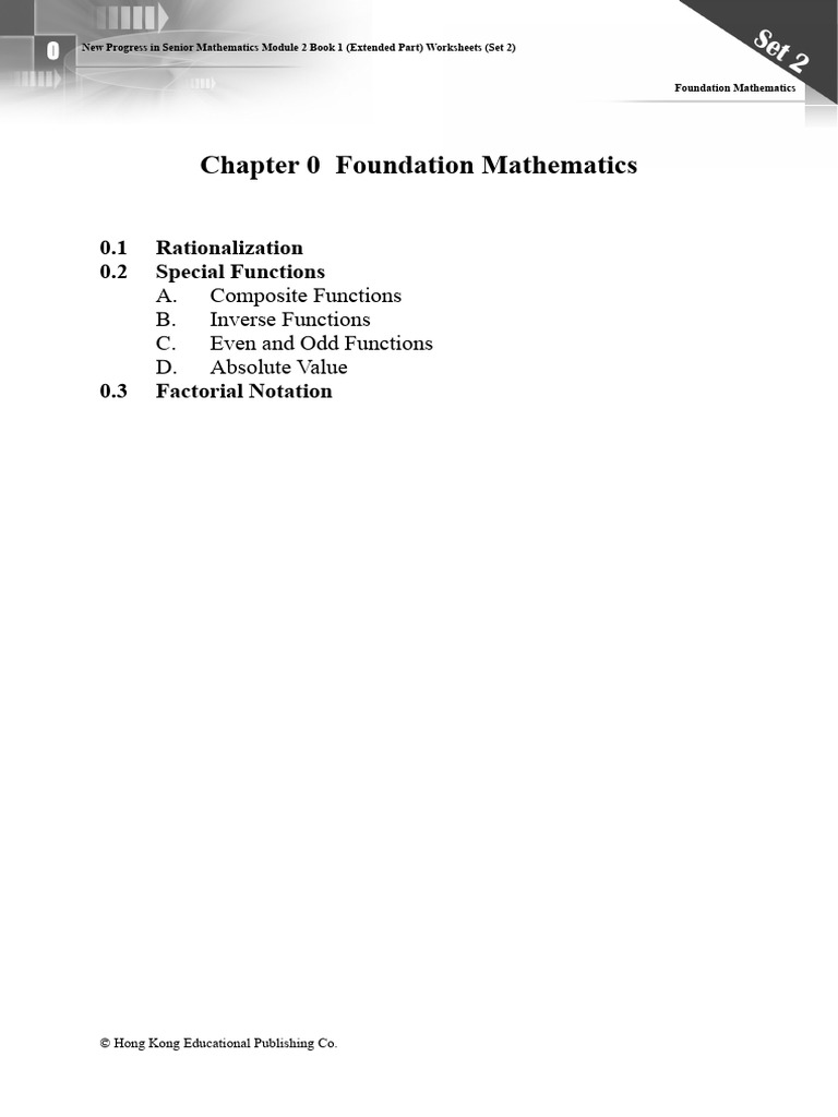 M2 bk1 WS ch0 Set2 | PDF | Function (Mathematics) | Elementary Mathematics