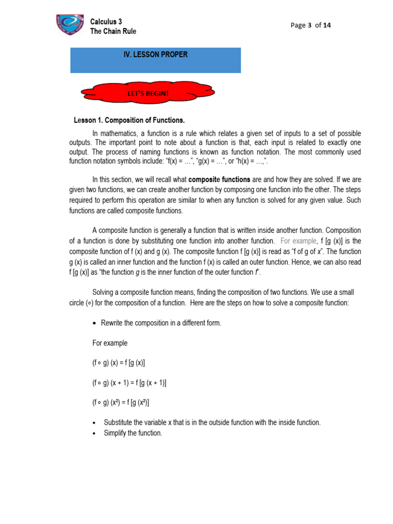 Chain Rule in Calculus Explained | PDF | Function (Mathematics ...