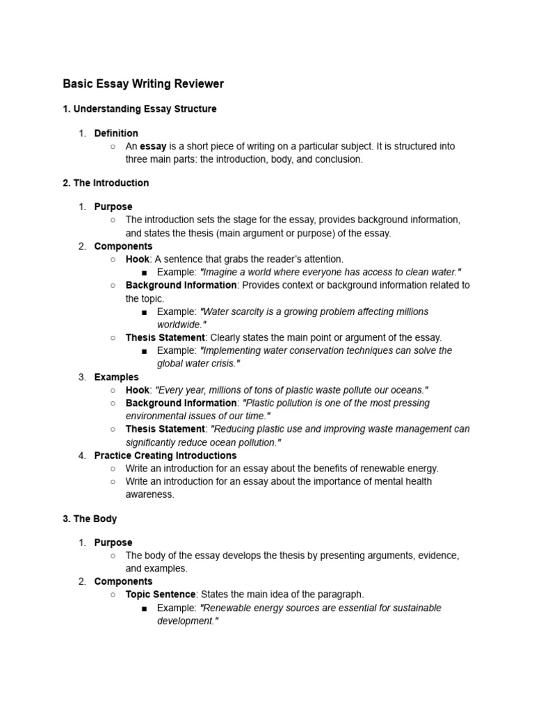 Basic Essay Writing (Introduction, Body, Conclusion) | PDF | Renewable ...