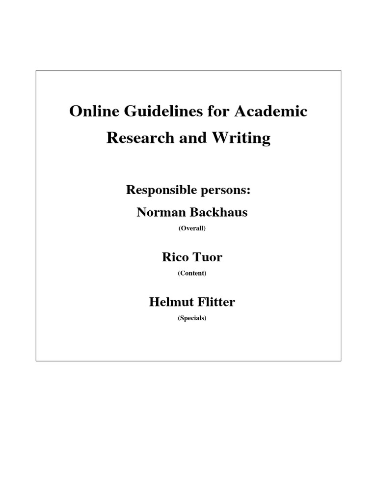 Guideline For Academic Research and Writing | PDF | Hypothesis ...