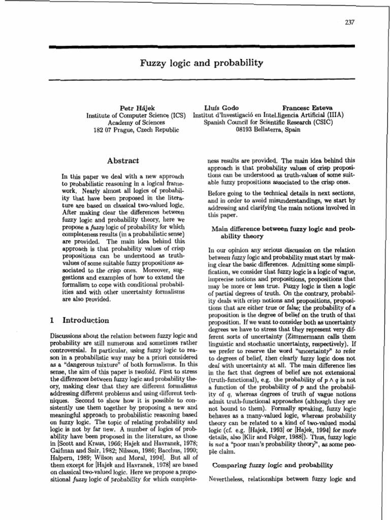 Fuzzy Logic and Probability Theory | PDF | Fuzzy Logic | Theorem
