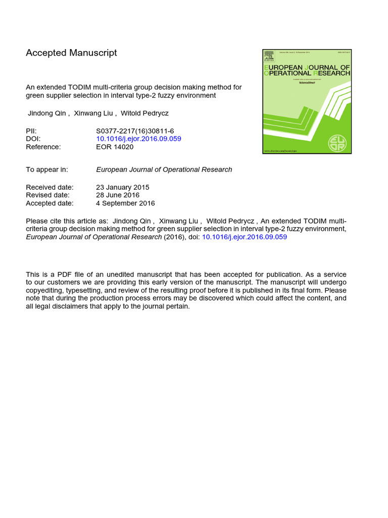26.an Extended TODIM Multi-Criteria Group Decision Making Method For Green Supplier Selection in ...