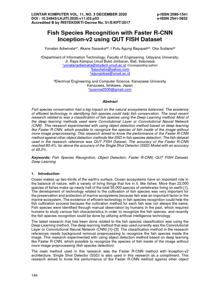 Fish Species Recognition With Faster R C | PDF | Deep Learning ...