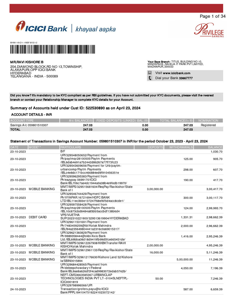 Statement APR2024 530890522 Unlocked | PDF | Banks | Payments