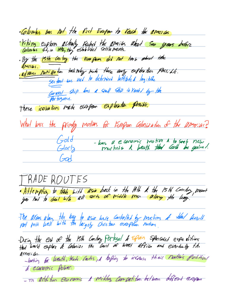 European Exploration in The Americas (Vid Notes) | PDF