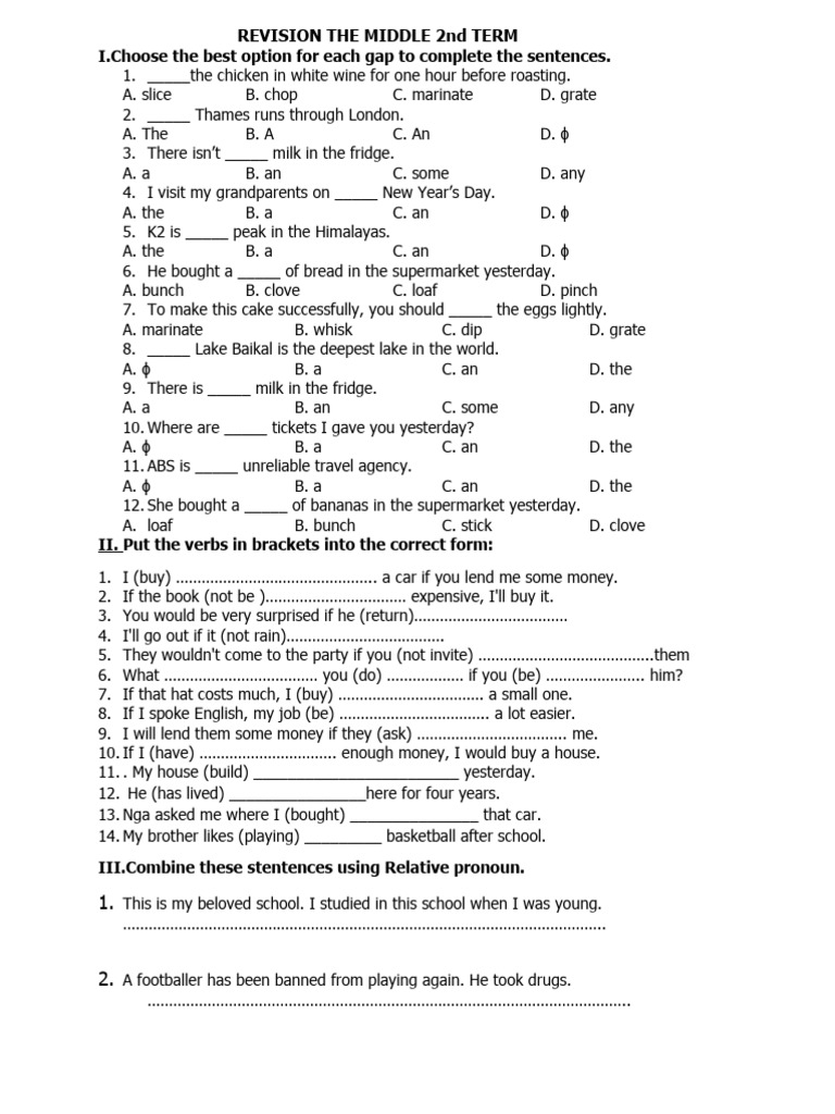 Revision The Middle 2nd Term | PDF | Linguistics | Languages