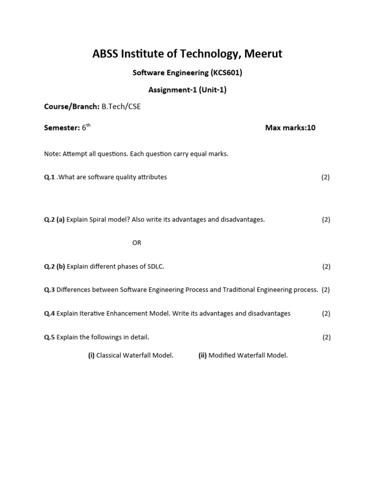 SE Unit1,2 Assignment | PDF | Art