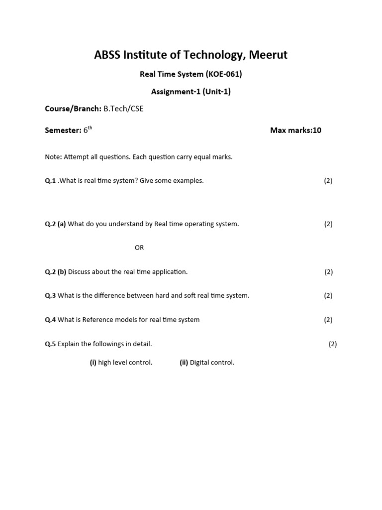 RTS Unit1,2 Assignment | PDF | Computers | Technology & Engineering