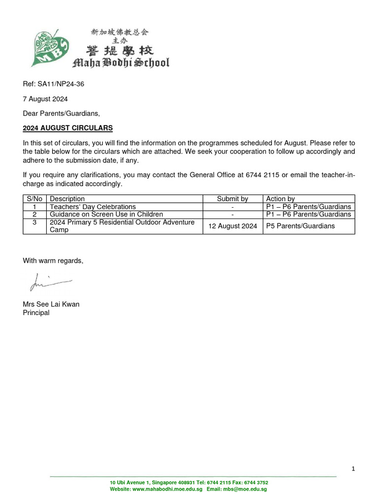 Aug 2024 Circulars - P5 | PDF