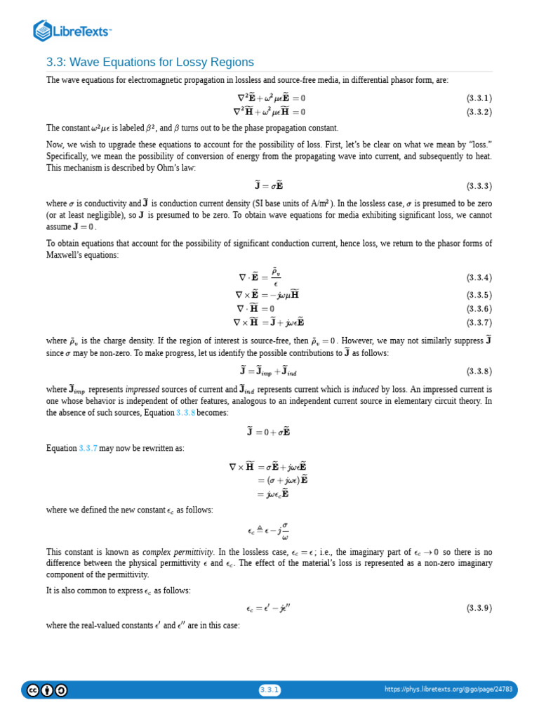 3.03 Wave Equations For Lossy Regions | PDF | Waves | Permittivity