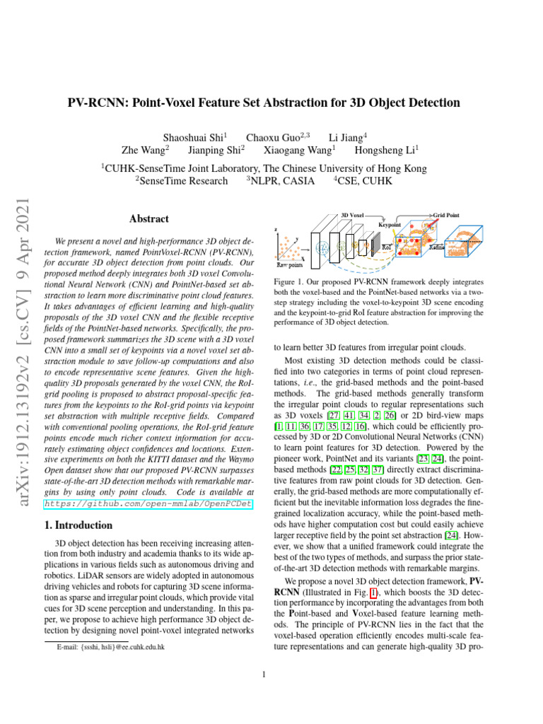 PV-RCNN: Point-Voxel Feature Set Abstraction For 3D Object Detection | PDF | Cognitive Science