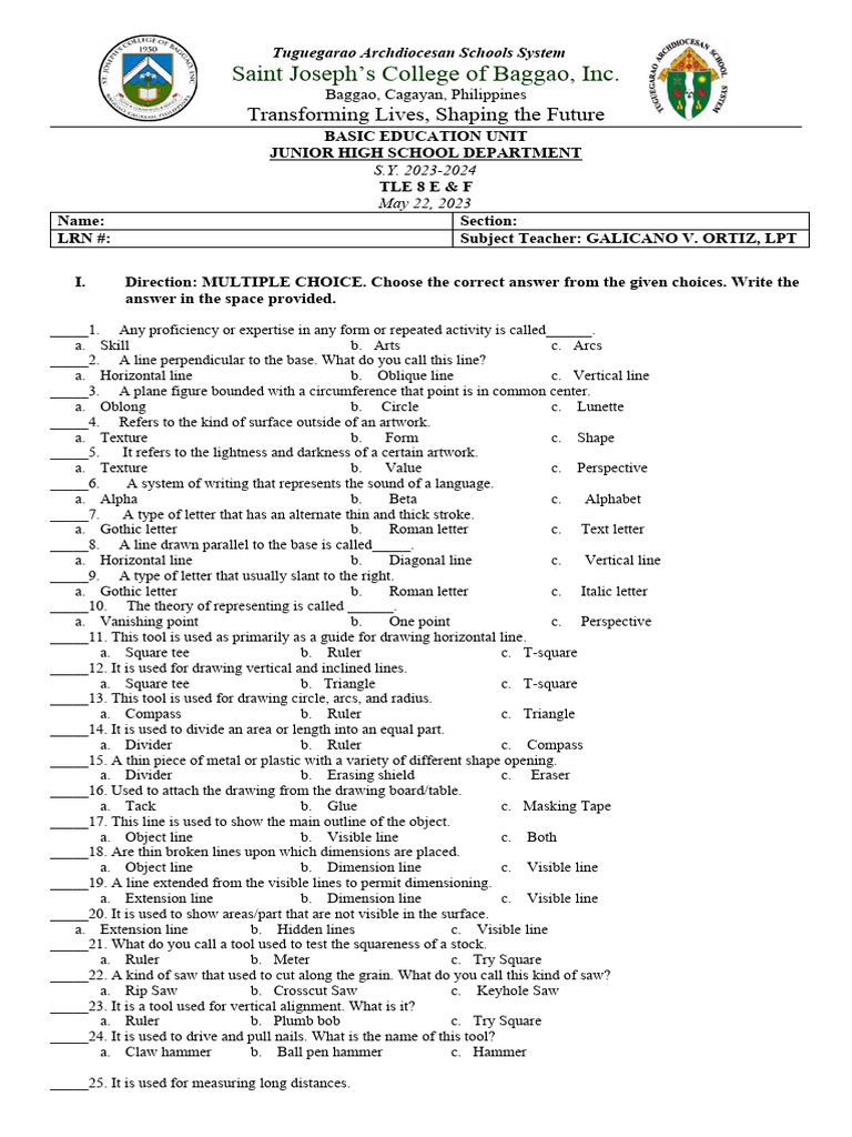 Tle 4TH Final | PDF | Area | Triangle