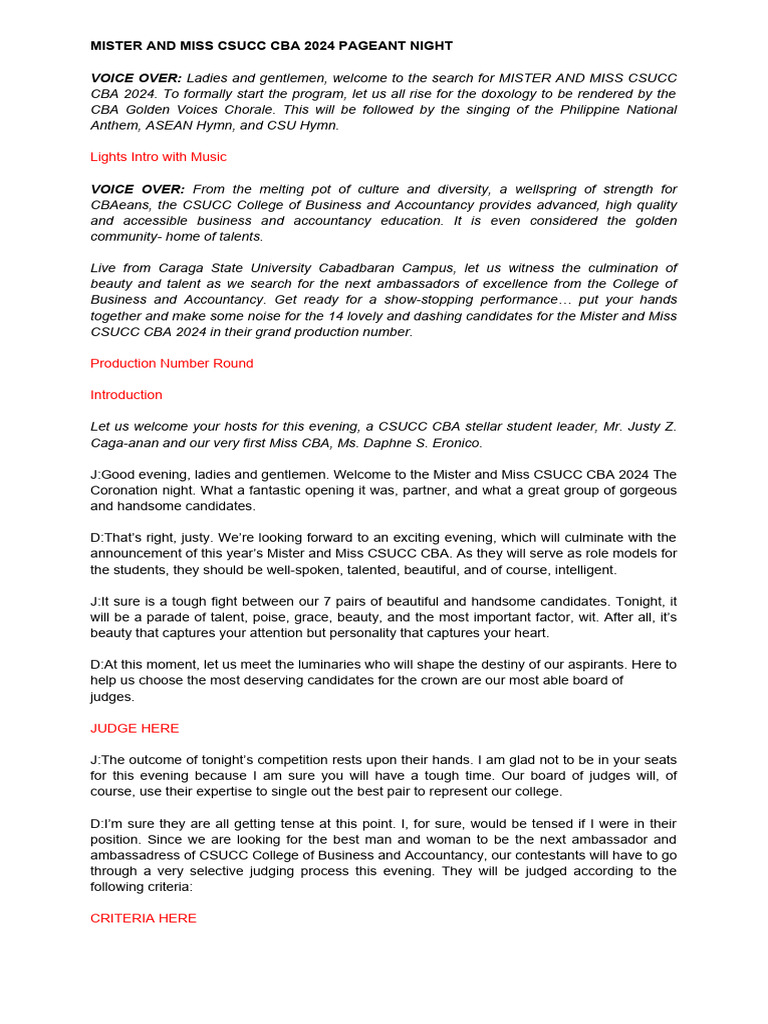 MR Ms CSUCC CBA 2024 Script | PDF