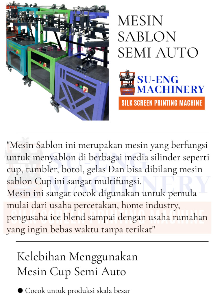 Mesin Sablon Semi Auto Multifungsi | PDF