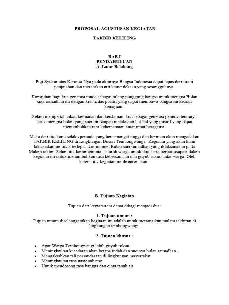 Proposal Agustusan Kegiatan Peringatan | PDF | Perjalanan | Kajian Bahasa Asing