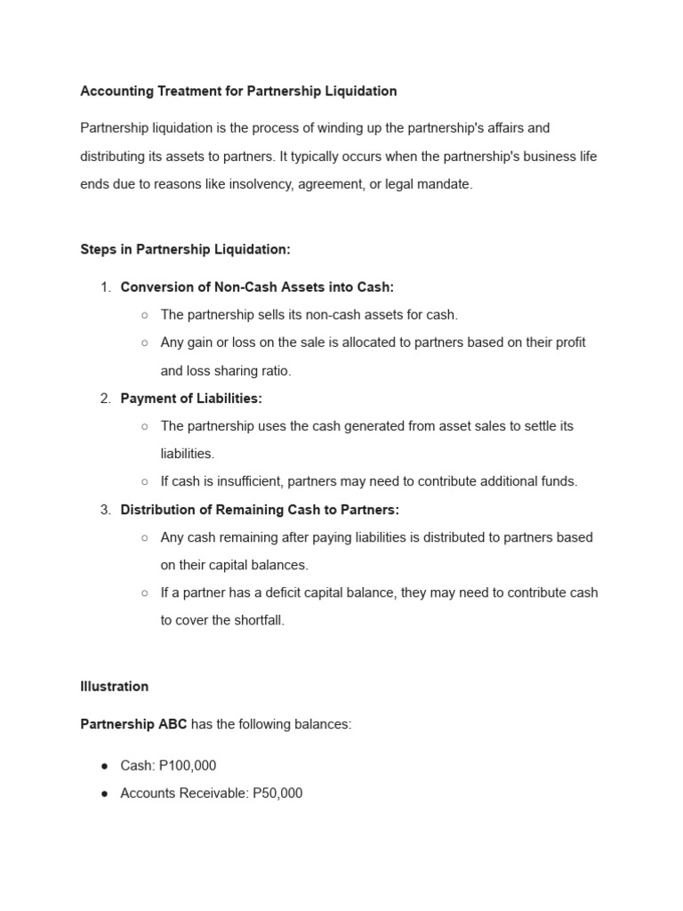 Partnership Liquidation | PDF | Partnership | Liquidation