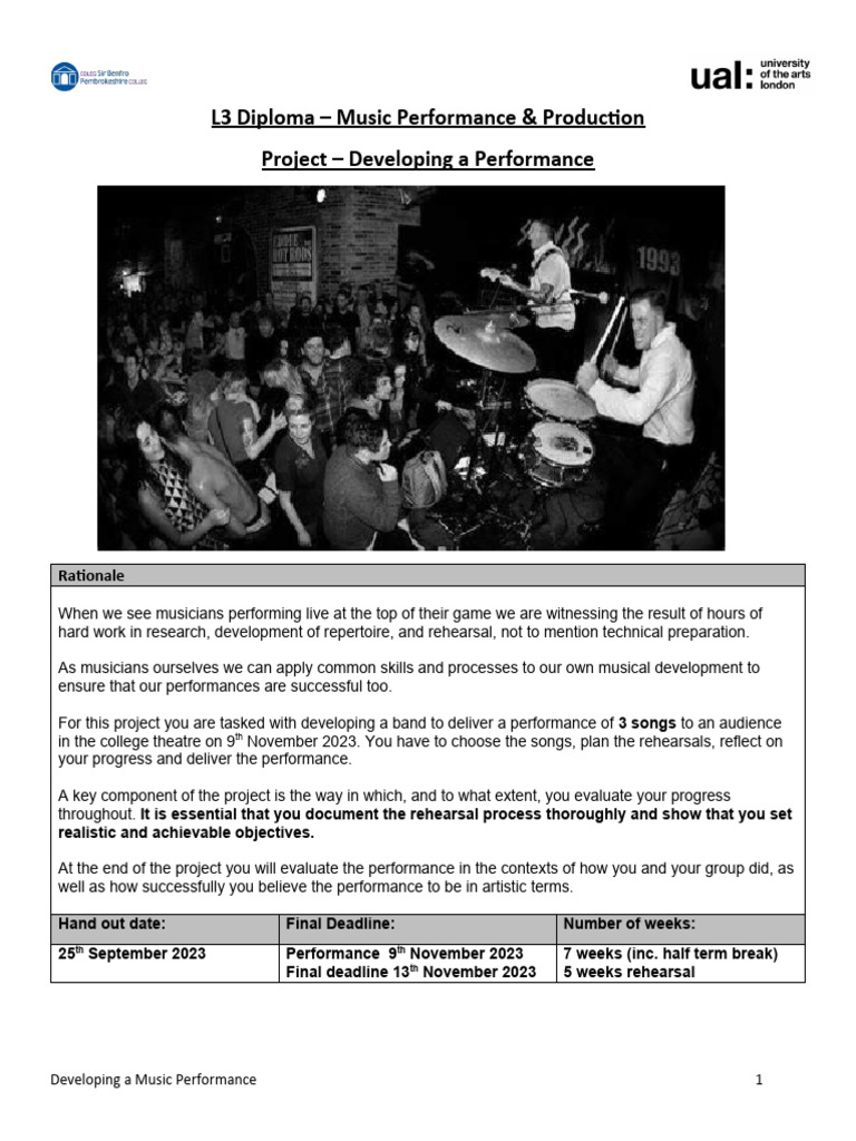 Unit 1 Performance Assignment Brief 2023-24 | PDF | Educational Assessment | Learning