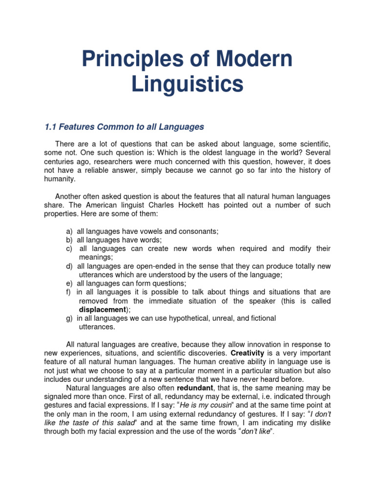 Lesson 2 Principles of Modern Linguistics | PDF | Linguistics ...
