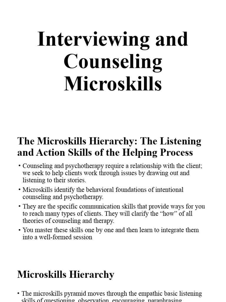 Mastering Counseling Microskills | PDF | Psychotherapy | Nonverbal ...