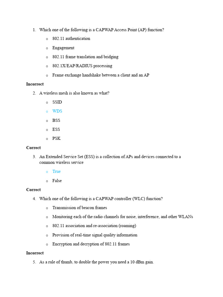 EA - Wireless Network EXAM | PDF | Ieee 802.11 | Wireless Lan