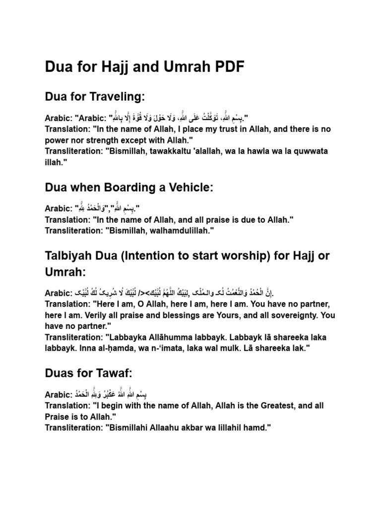 Essential Duas for Hajj and Umrah | PDF | Sharia | Religious Belief And ...